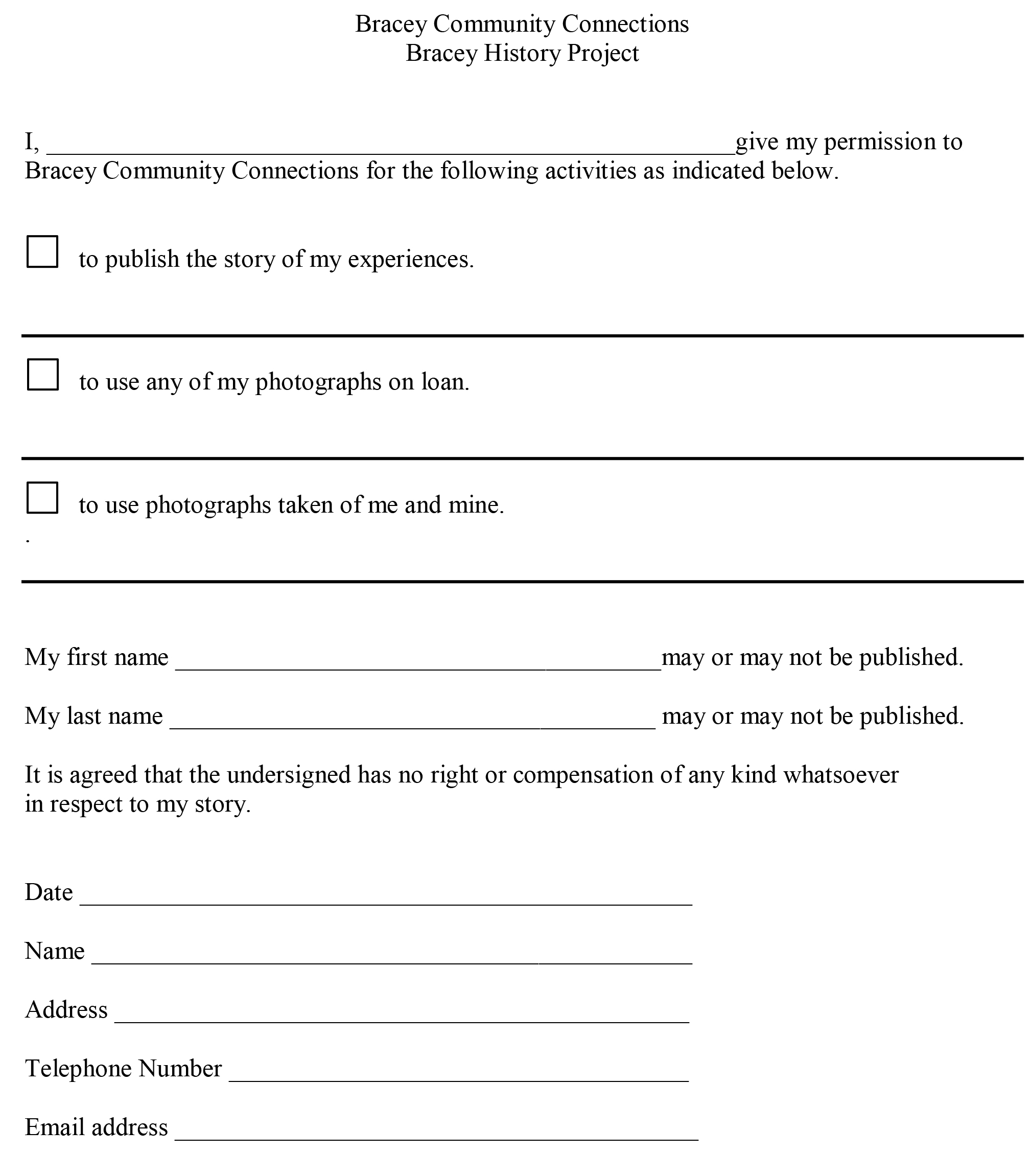 Permissions – Bracey History Project